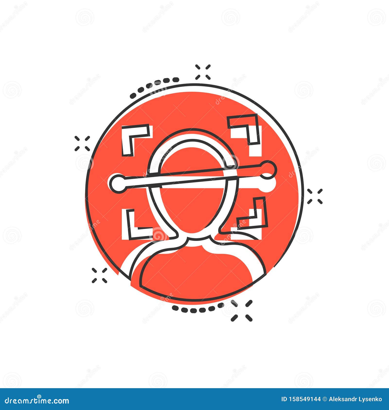 Face Scan Icon in Comic Style. Facial Id Vector Cartoon Illustration on ...