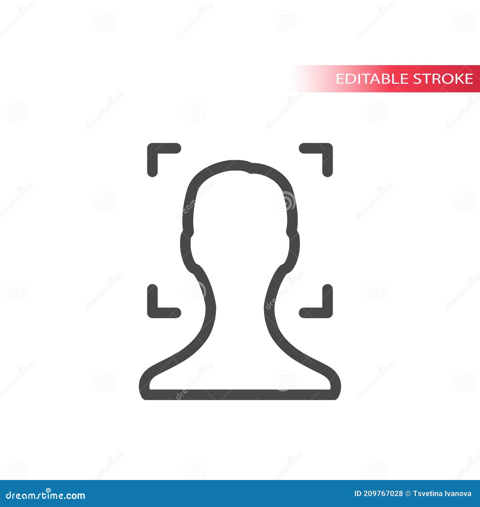 Face Scan System Recognition Outline Icon. Silhouette Of Female Head In ...