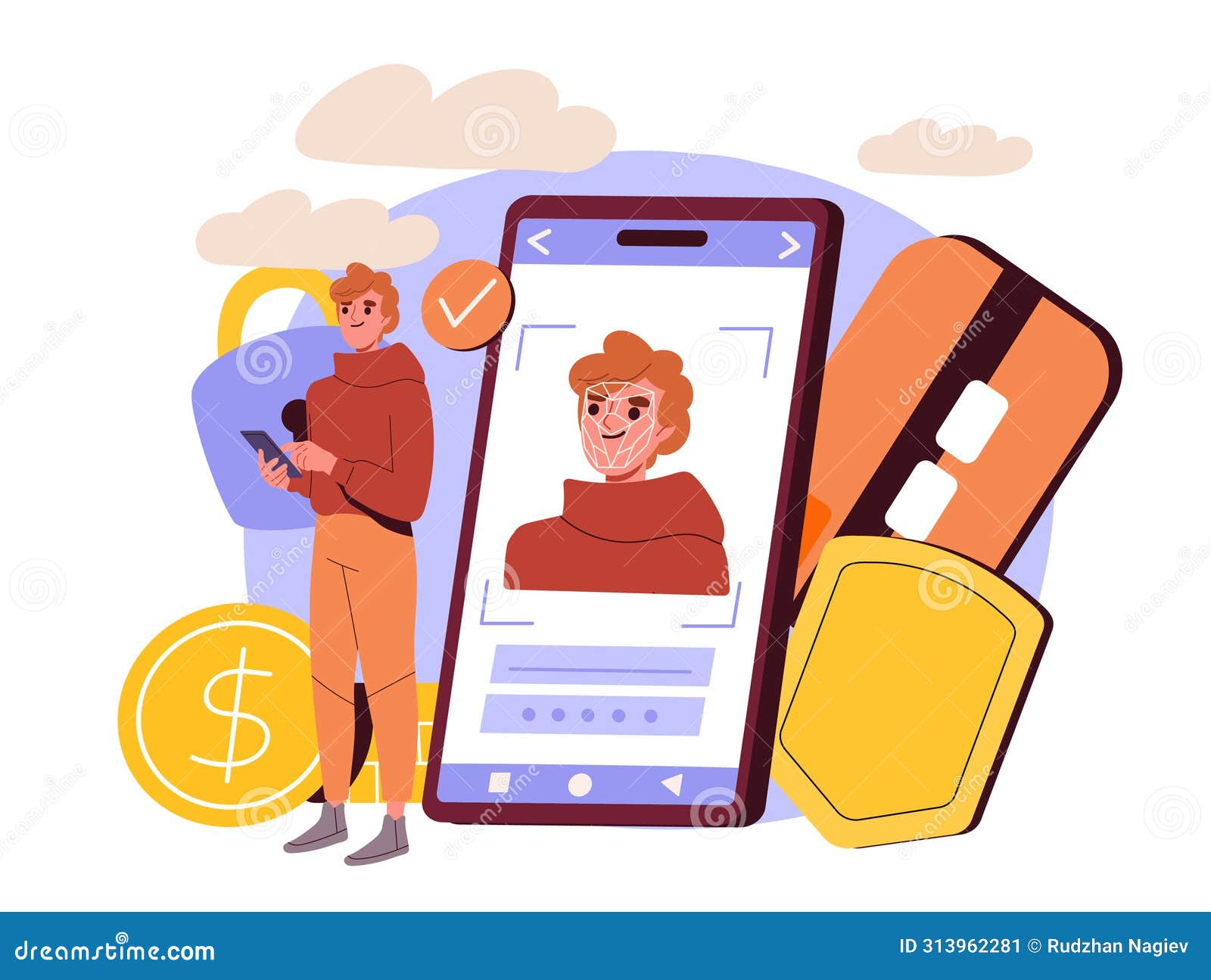 Face scan vector concept stock vector. Illustration of sensor - 313962281