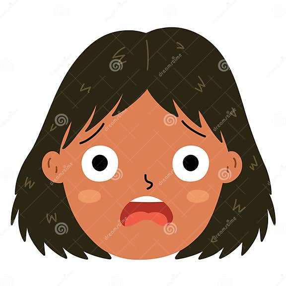 Scared Girl Face. Terrified Little Kid Emotion Stock Illustration ...