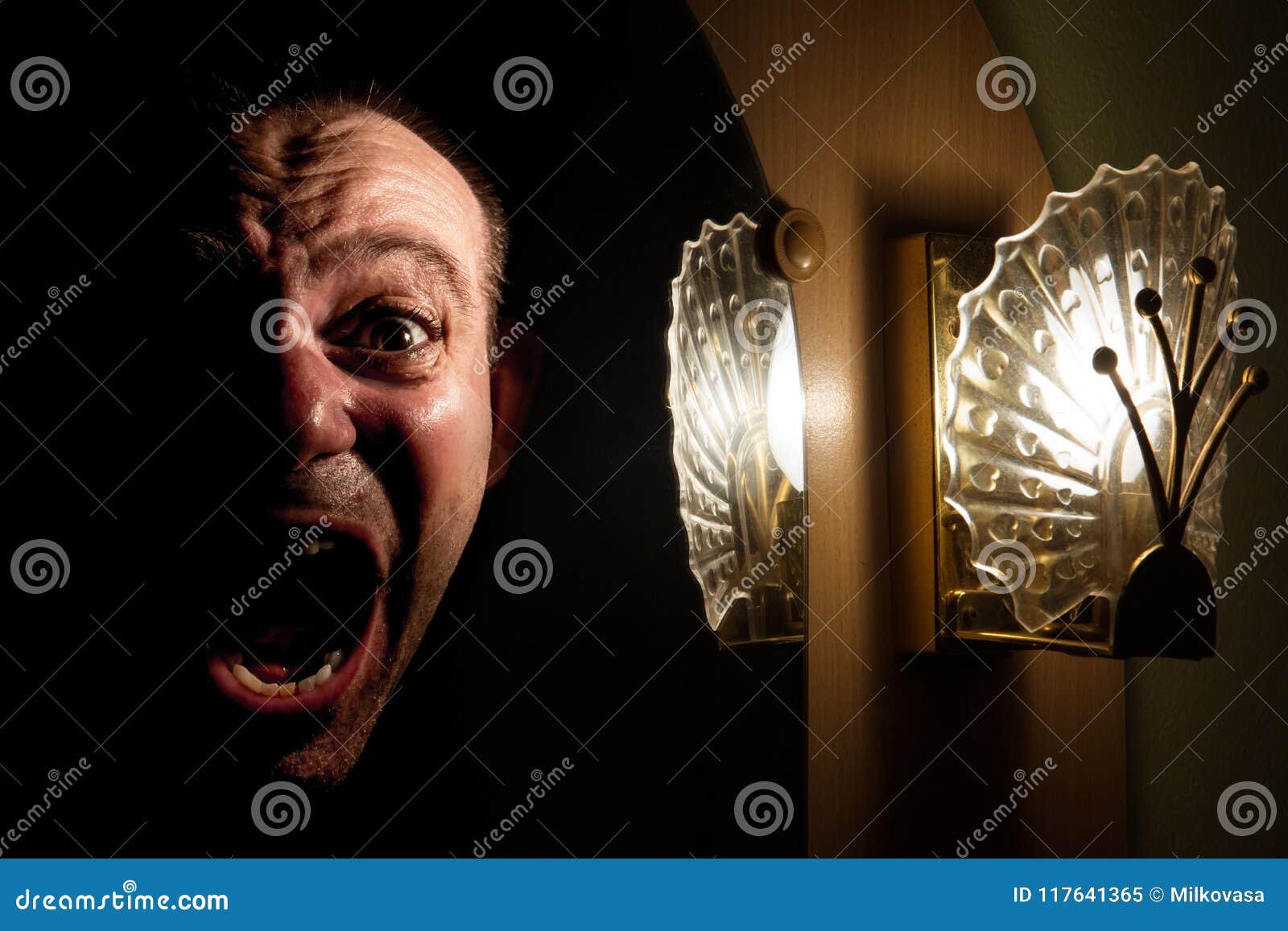The Face of a Screaming Man in the Mirror Stock Image - Image of face ...
