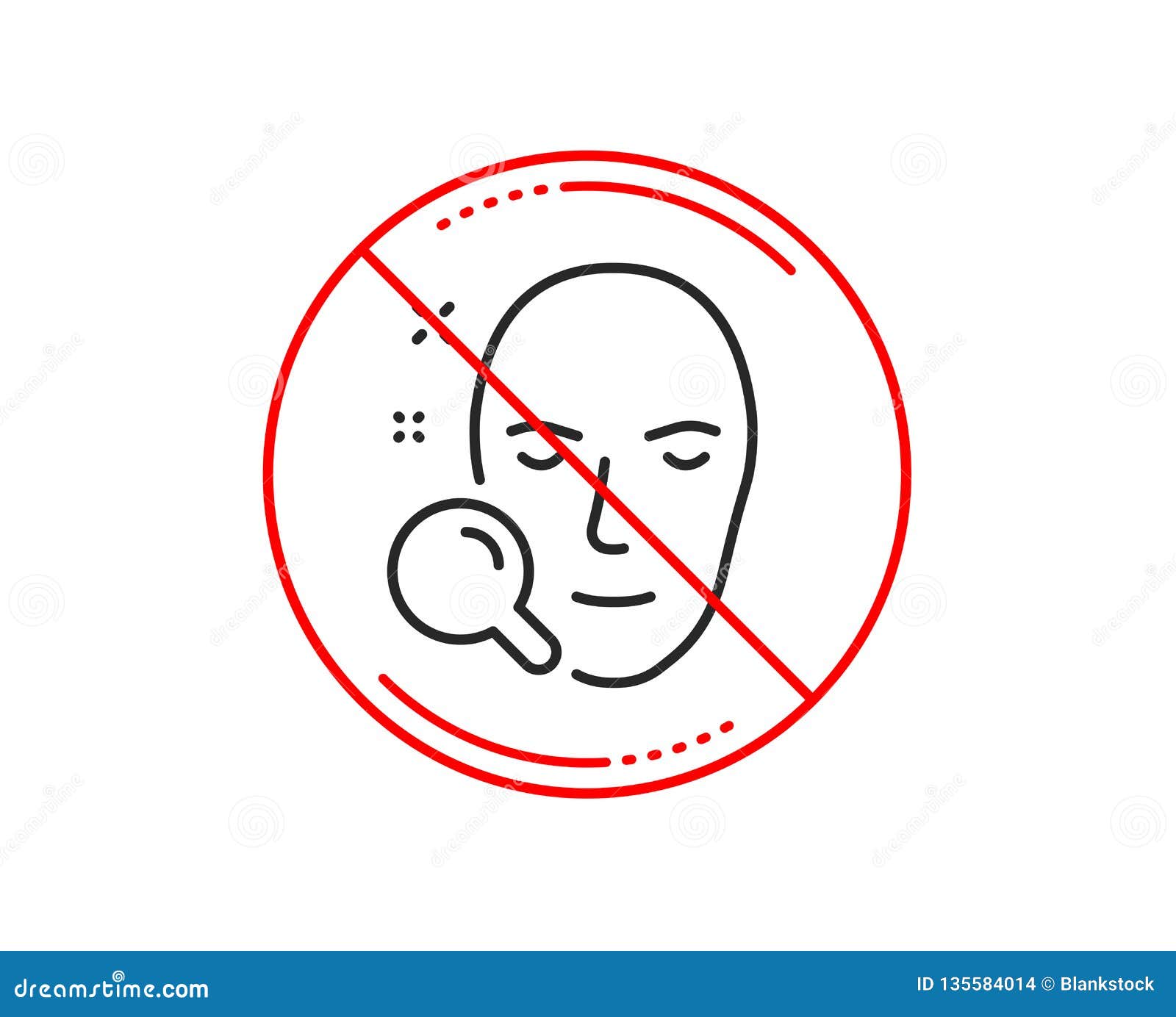 Face Search Line Icon. Head Recognition Sign. Vector Stock Vector ...