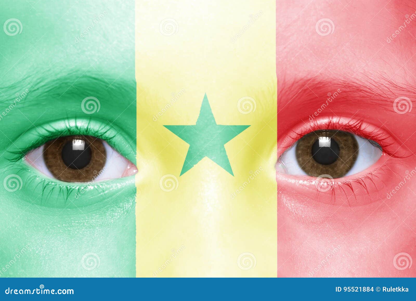 Face with senegalese flag stock photo. Image of conflict - 95521884