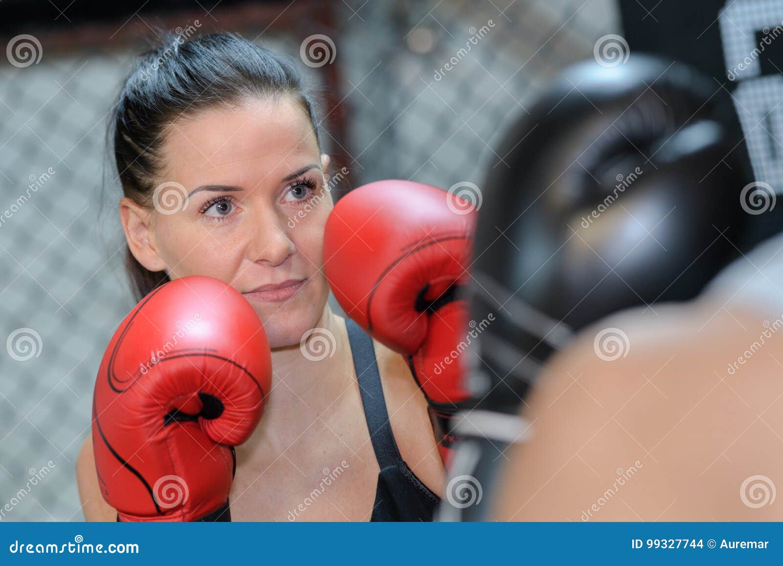 Face Serious Female Boxer Practicing Punch Stock Photo - Image of body ...