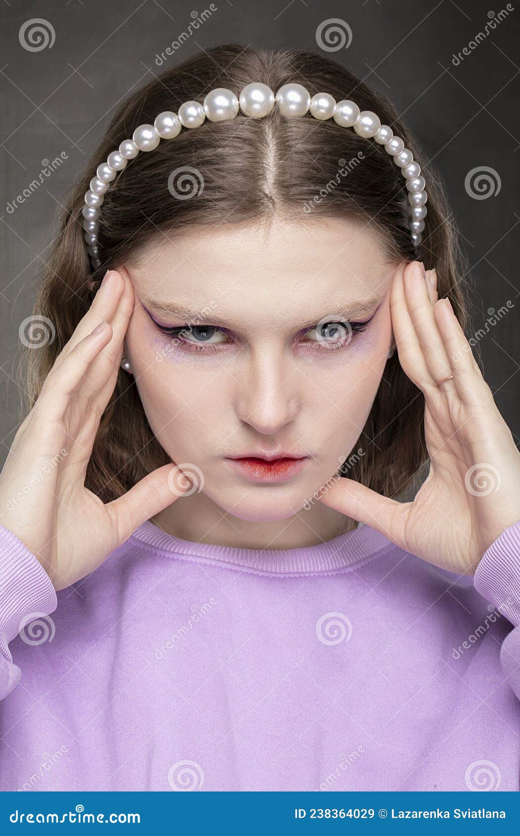 The Face of a Serious Female Model Stock Image - Image of close, girl ...