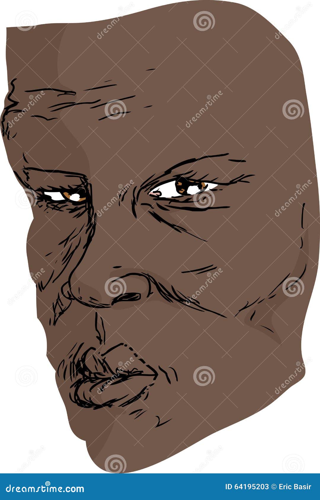 Face of Serious Man stock illustration. Illustration of american - 64195203