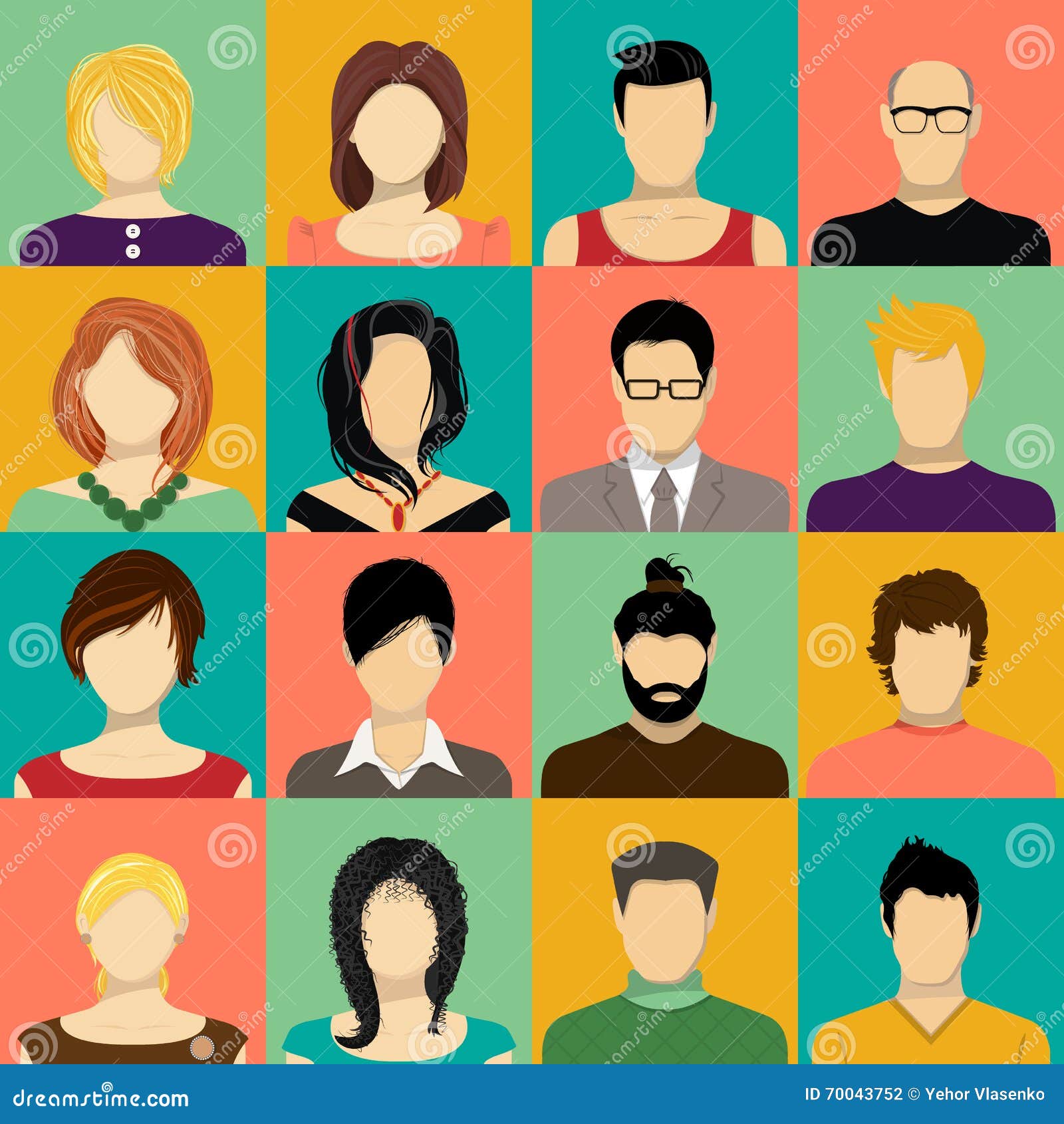 Face Set Vector Icons. Collection of User, Avatar, Profile Icons. Stock ...