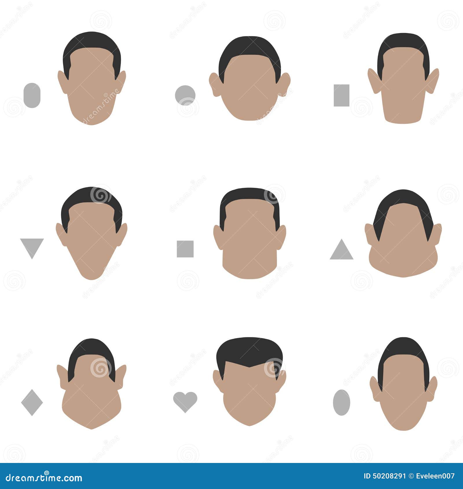 Face shape, stock vector. Illustration of flat, male - 50208291