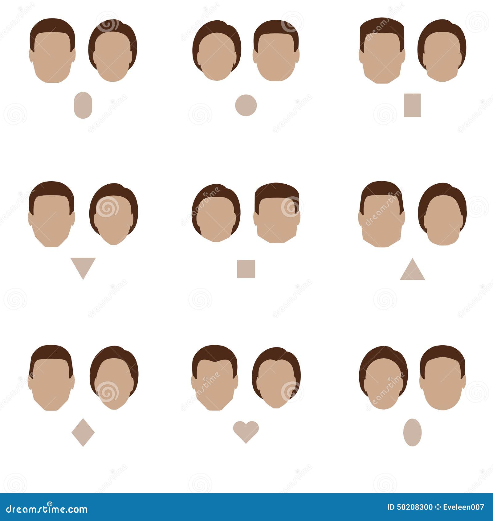 Face Shape Stock Vector Illustration Of Flat Female 50208300