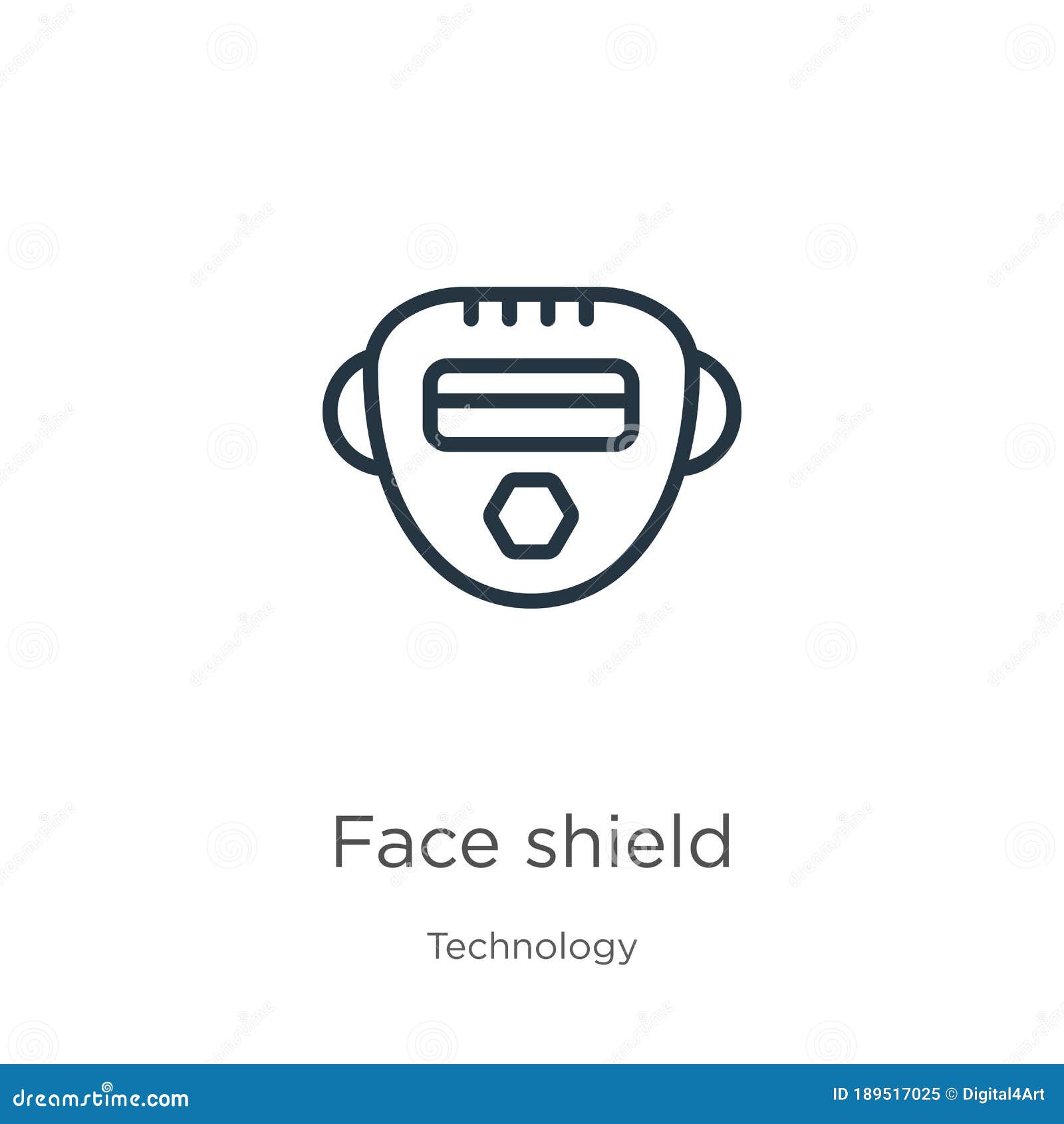 Face Shield Icon. Thin Linear Face Shield Outline Icon Isolated on ...