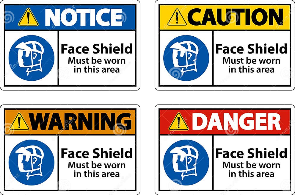 Face Shield Must Be Worn Sign on White Background Stock Vector ...