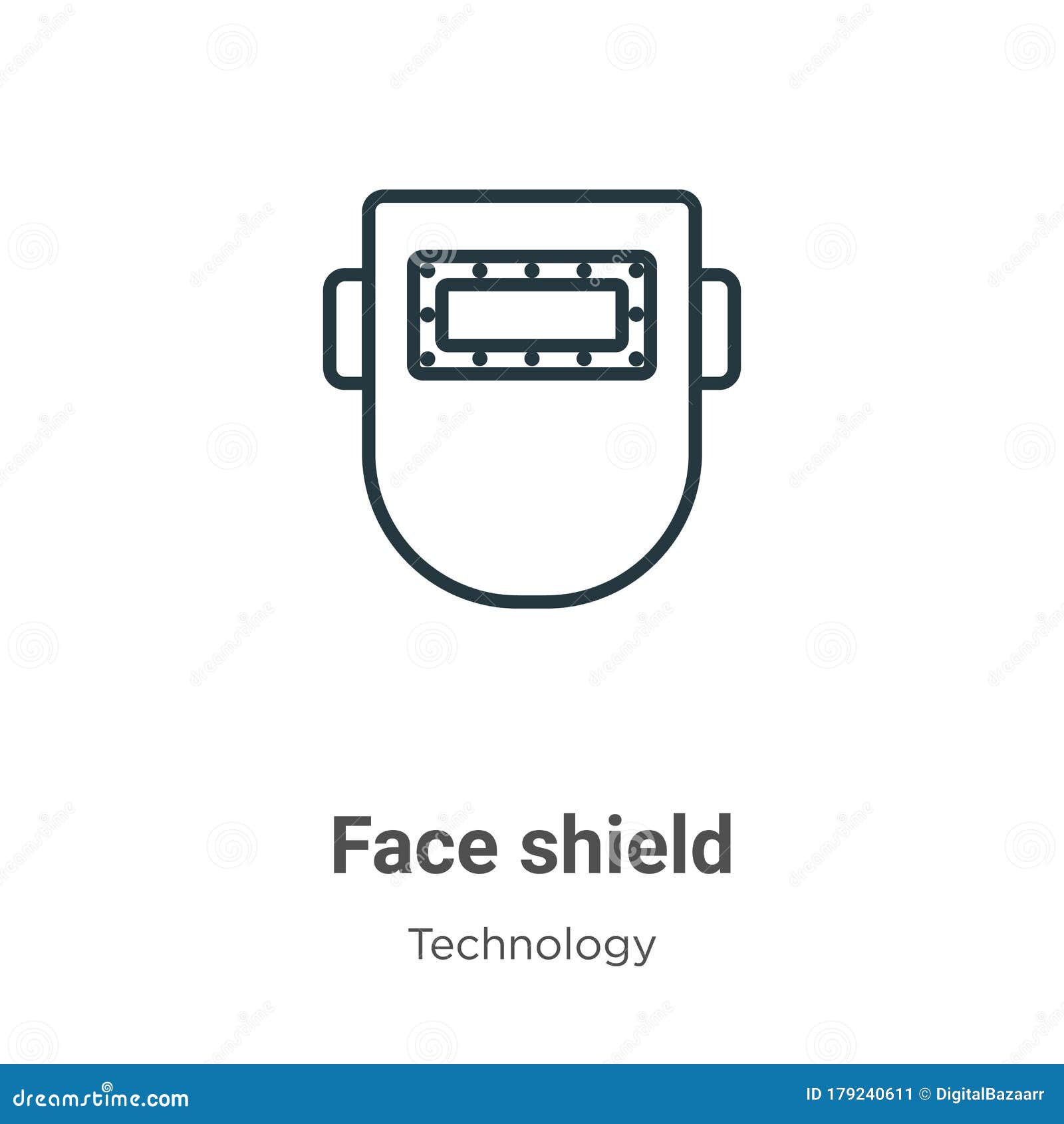 Face Shield Outline Vector Icon. Thin Line Black Face Shield Icon, Flat ...
