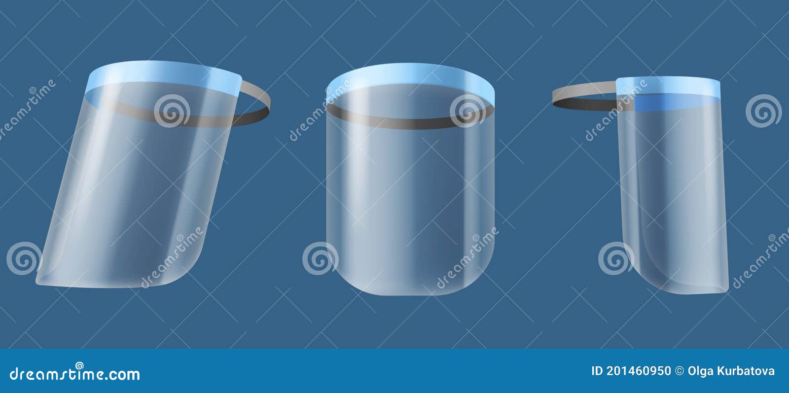 Face Shield. Realistic Protective Transparent Different Angles Face ...