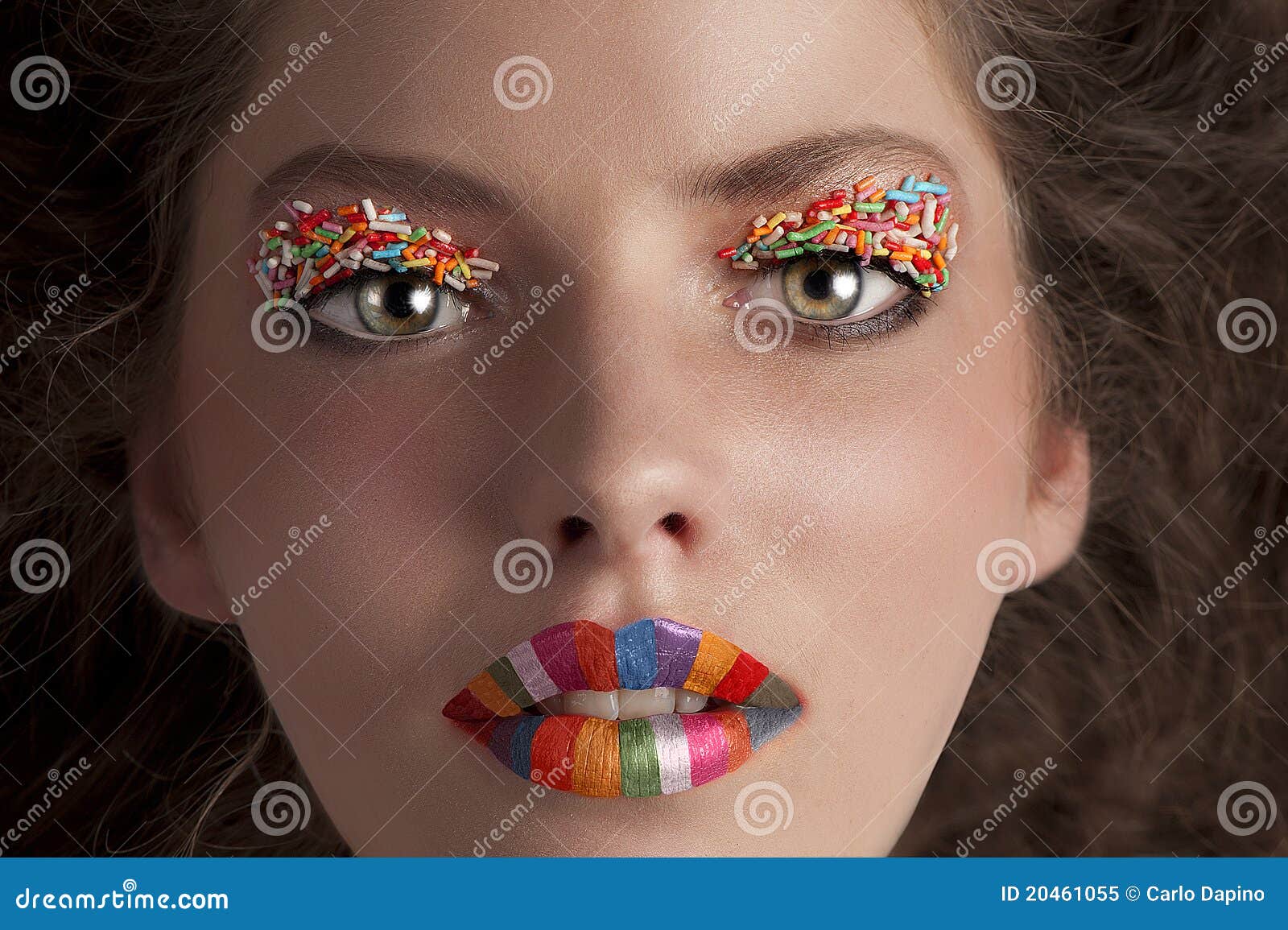 Face Shot of a Young Girl Wearing Candy Make Up Stock Image - Image of ...