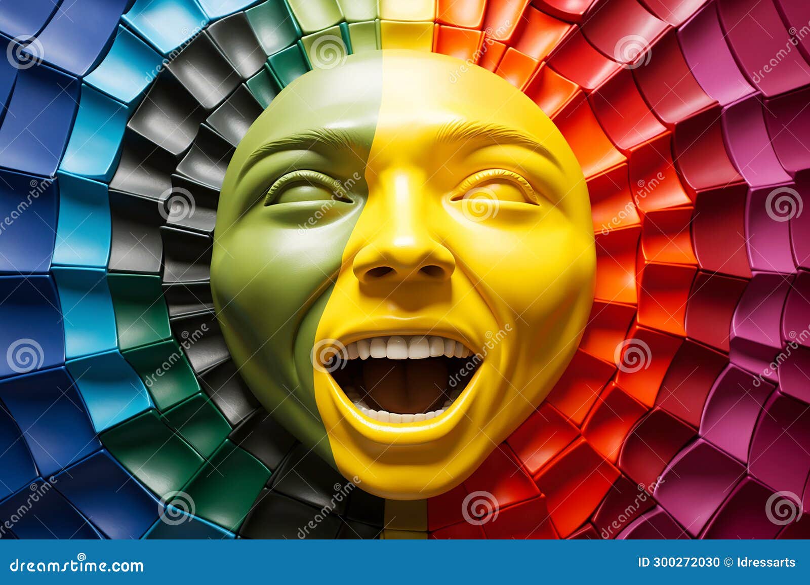 Face Showcasing a Spectrum of Emotions Arranged in a Color Wheel ...