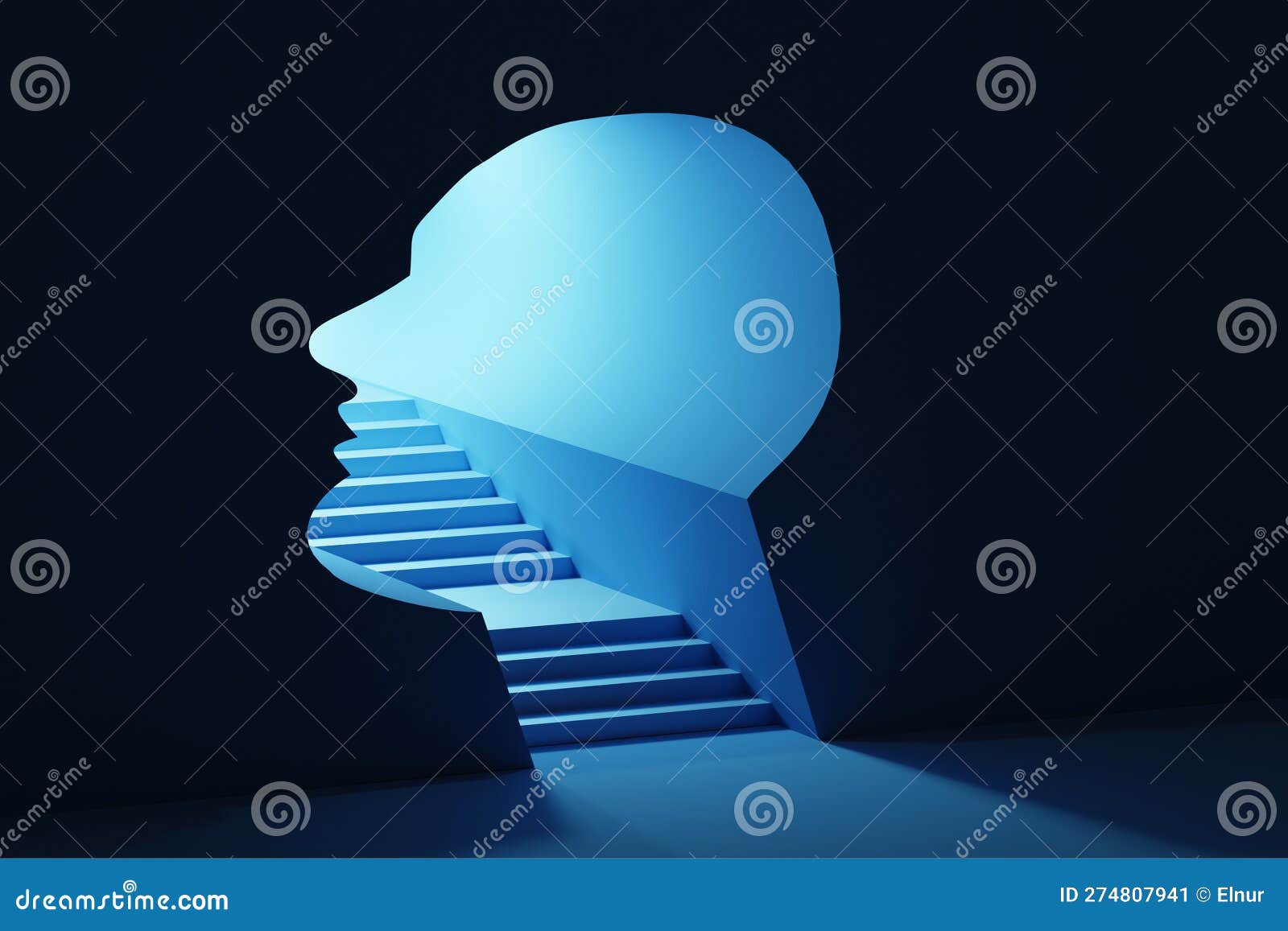 Face Silhoette in Split Personality Concept - 3d Rendering Stock ...