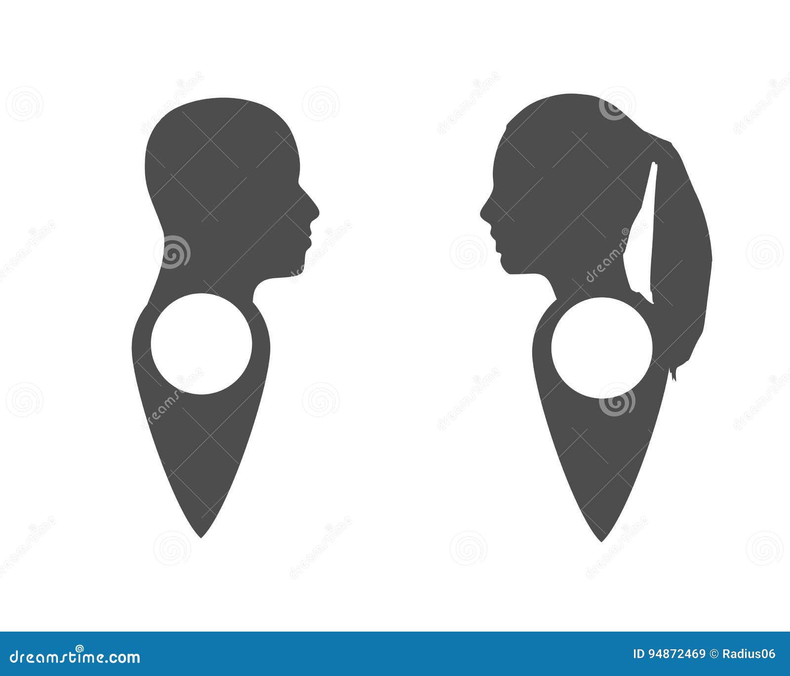 Face Silhouette in Profile on Map Pin. Stock Vector - Illustration of ...