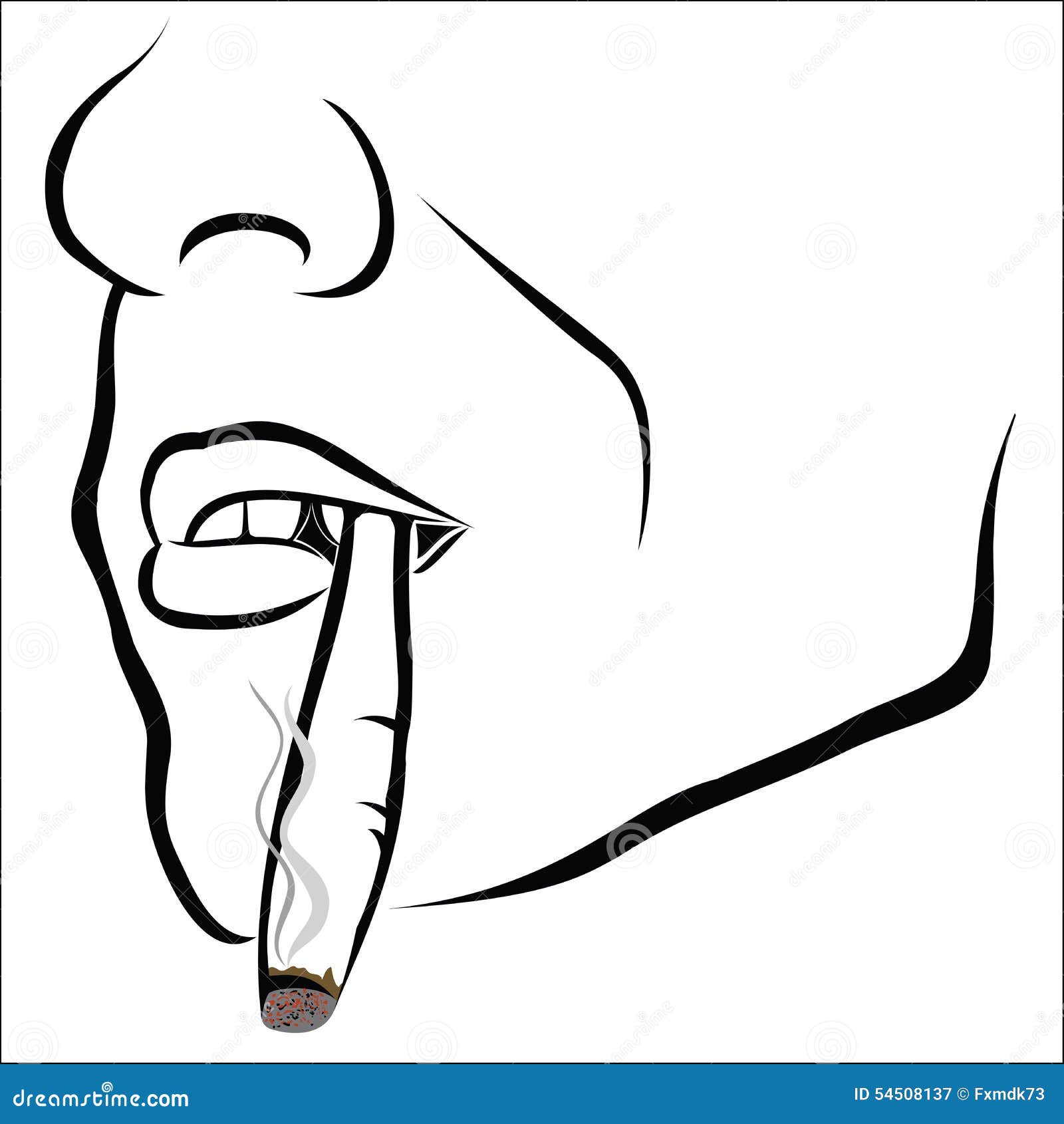 Face Sketch With Cigarette Cartoon Vector | CartoonDealer.com #54508137