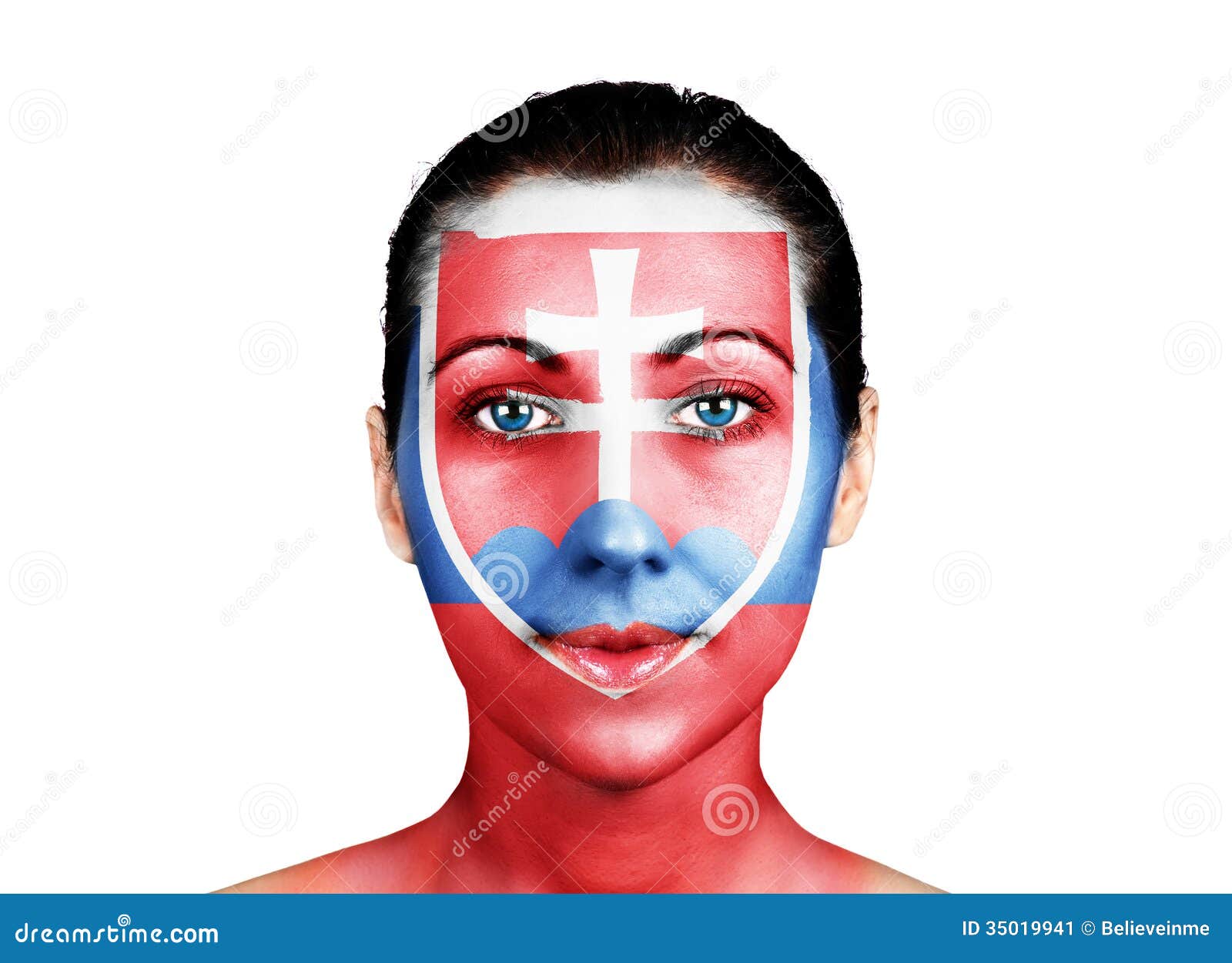 Face with the Slovakia Flag Stock Image - Image of posing, skin: 35019941