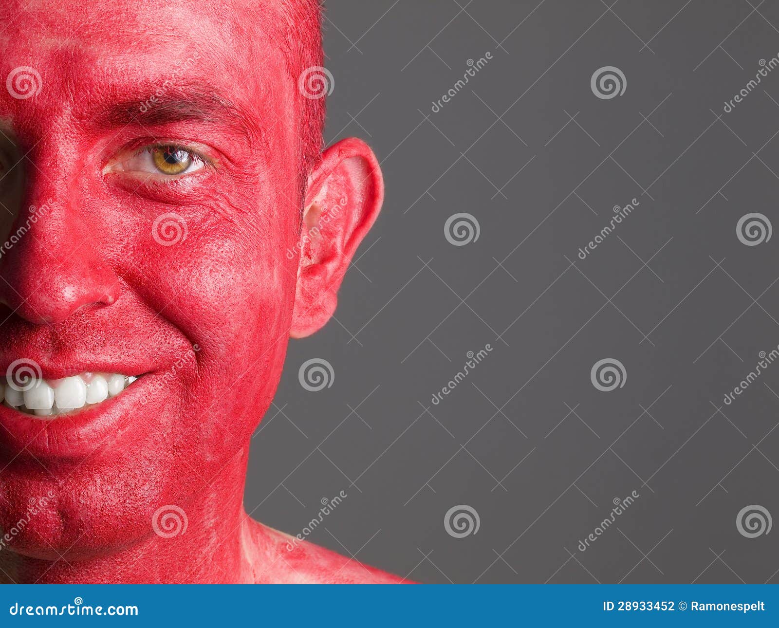 Face Smiling Man Makeup Red Stock Photo - Image of color, simile: 28933452