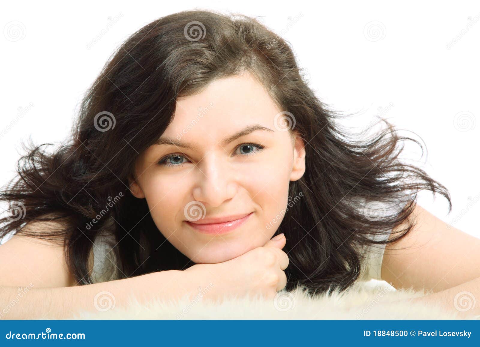 Face of Smiling Pretty Brunette Girl Stock Photo - Image of fashion ...