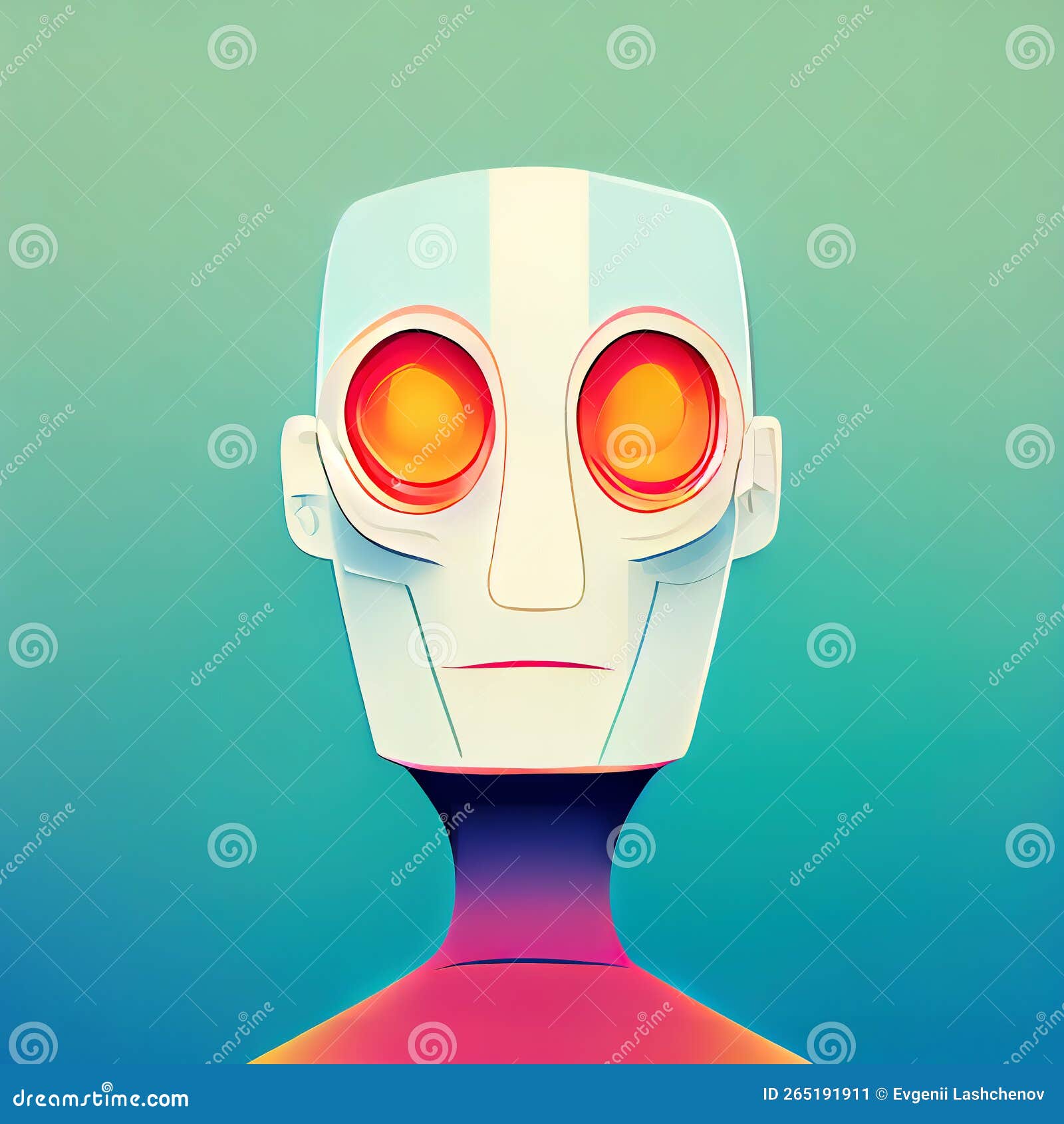 The Face of a Space Robot. Alien Creature. Digital Illustration. AI ...