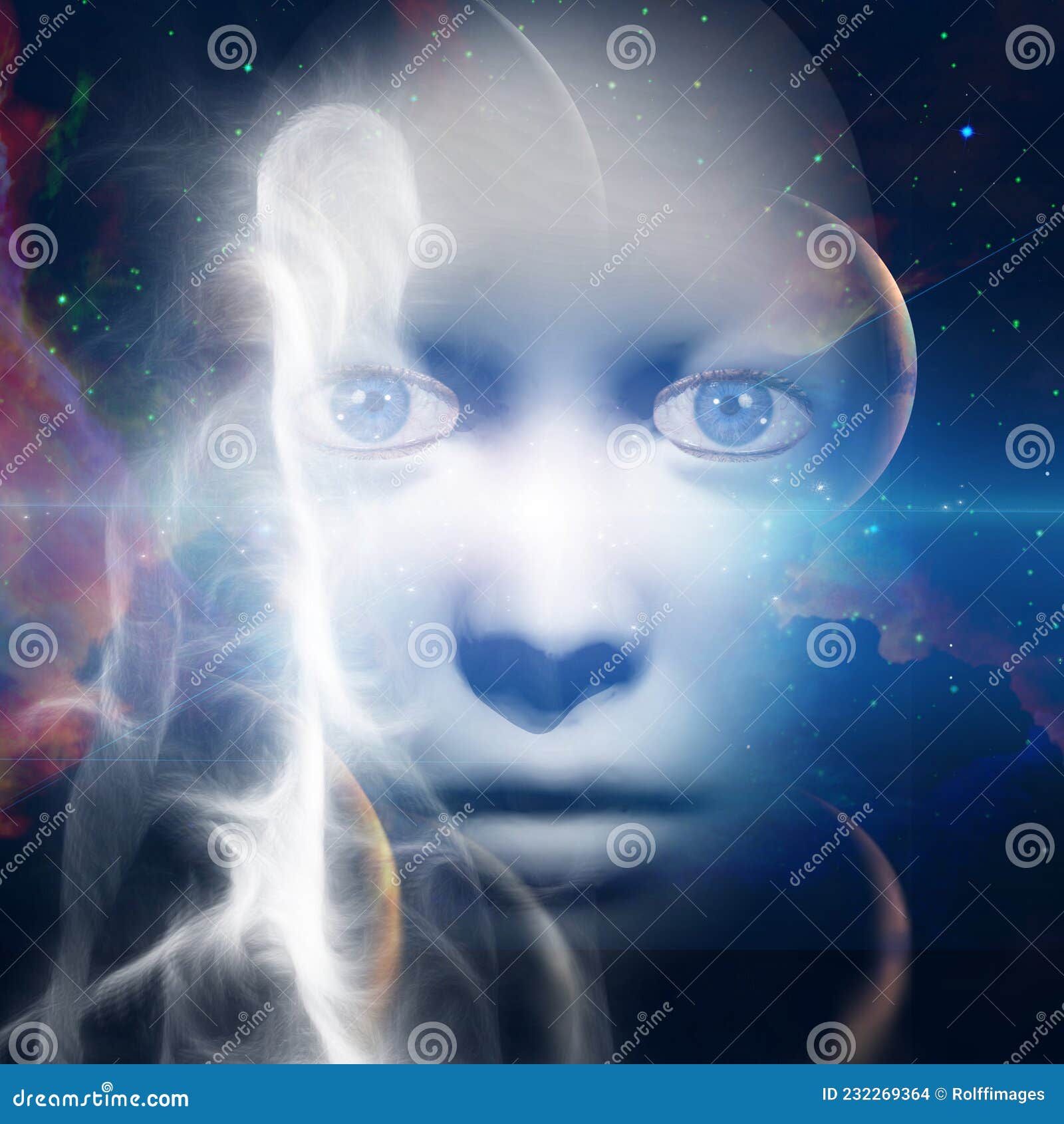 Face in Space stock illustration. Illustration of portrait - 232269364