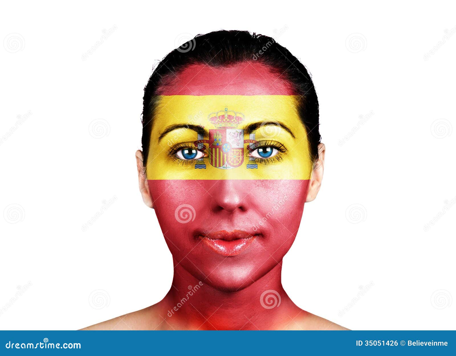 Face with the Spain flag stock photo. Image of model - 35051426