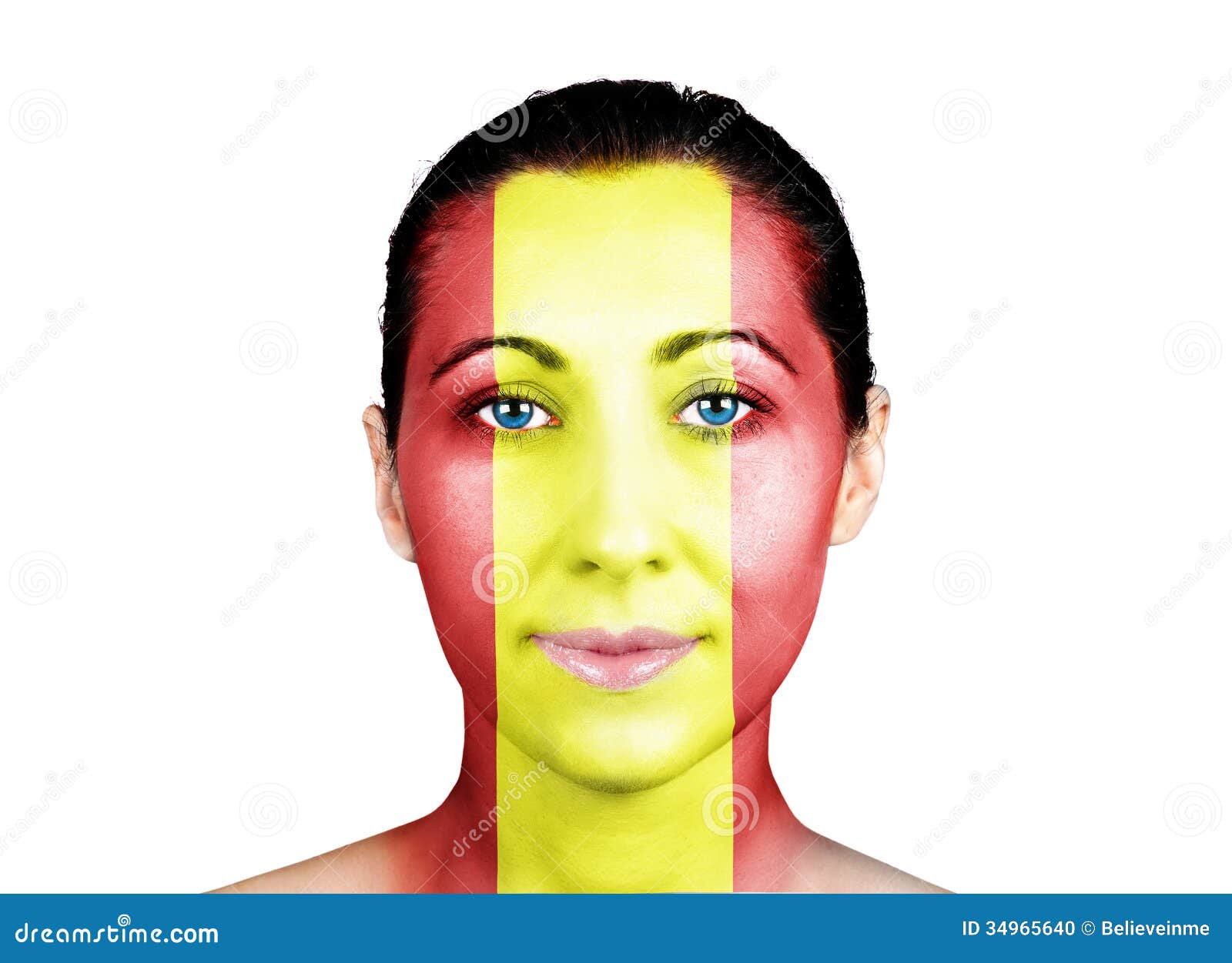 Face with the Spanish flag stock photo. Image of posing - 34965640