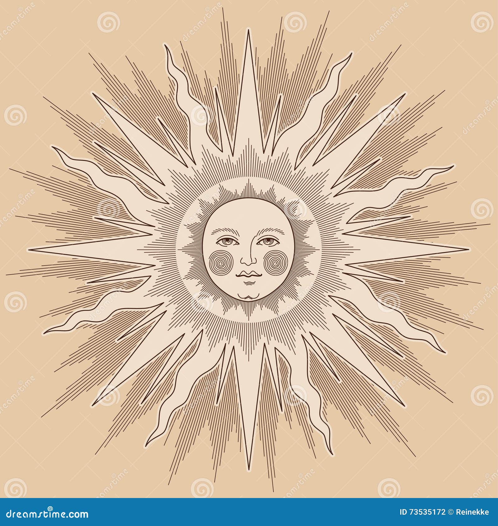 Face of sun stock vector. Illustration of radiant, face - 73535172