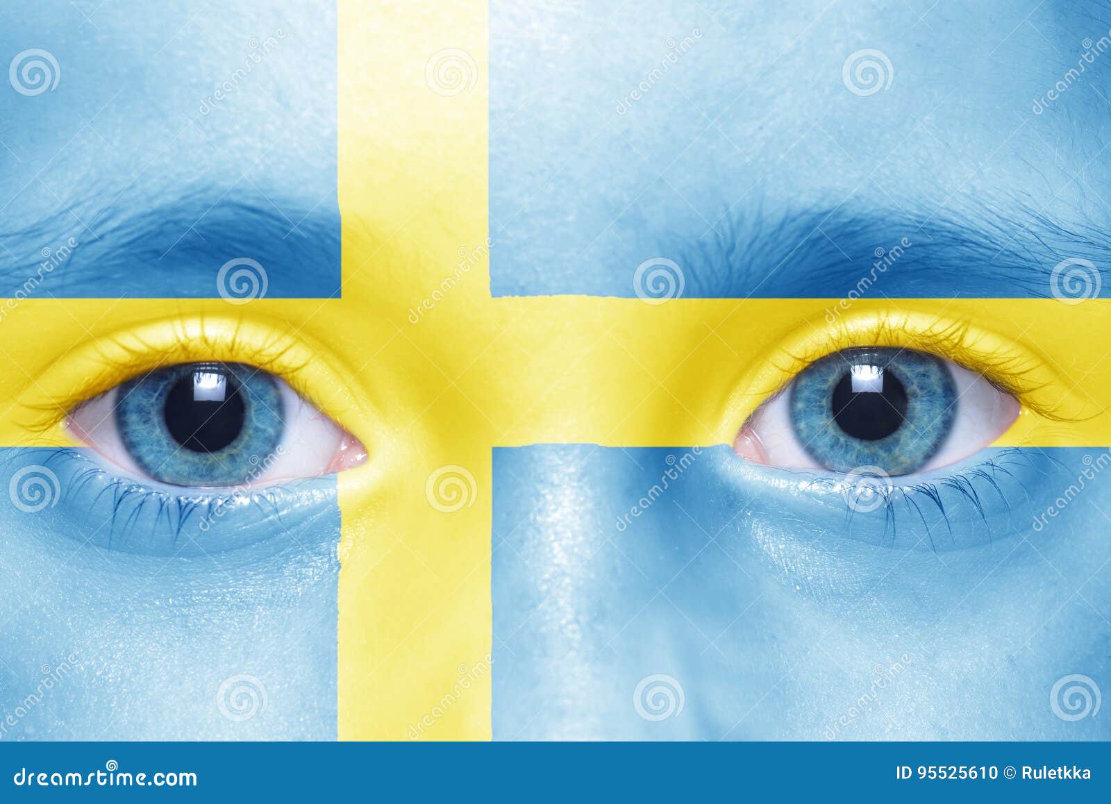 Face with swedish flag stock photo. Image of capital - 95525610