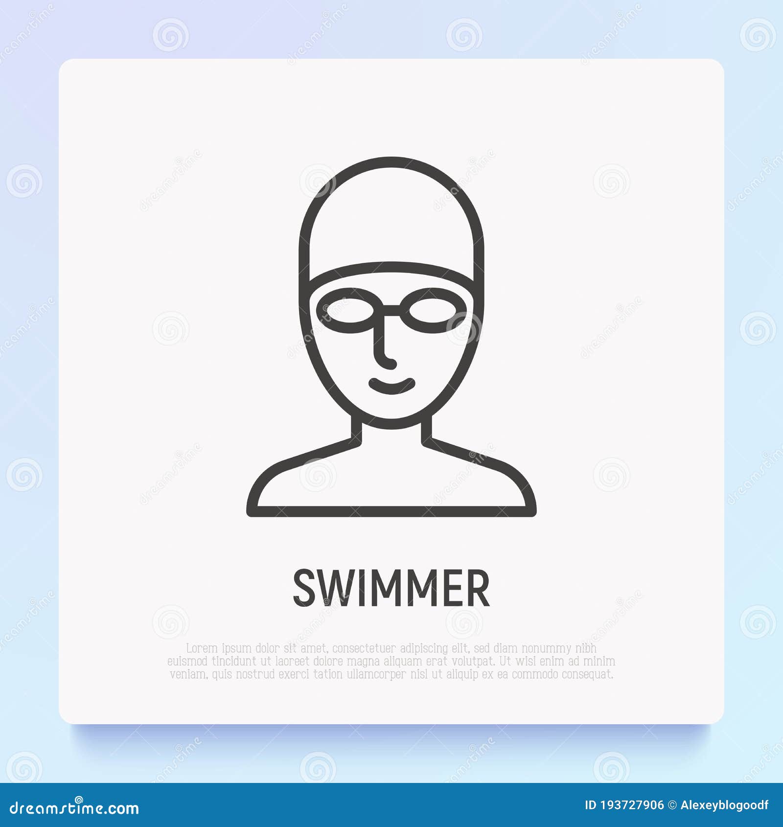 Face of Swimmer in Swimming Cap and Goggles. Thin Line Icon Stock ...