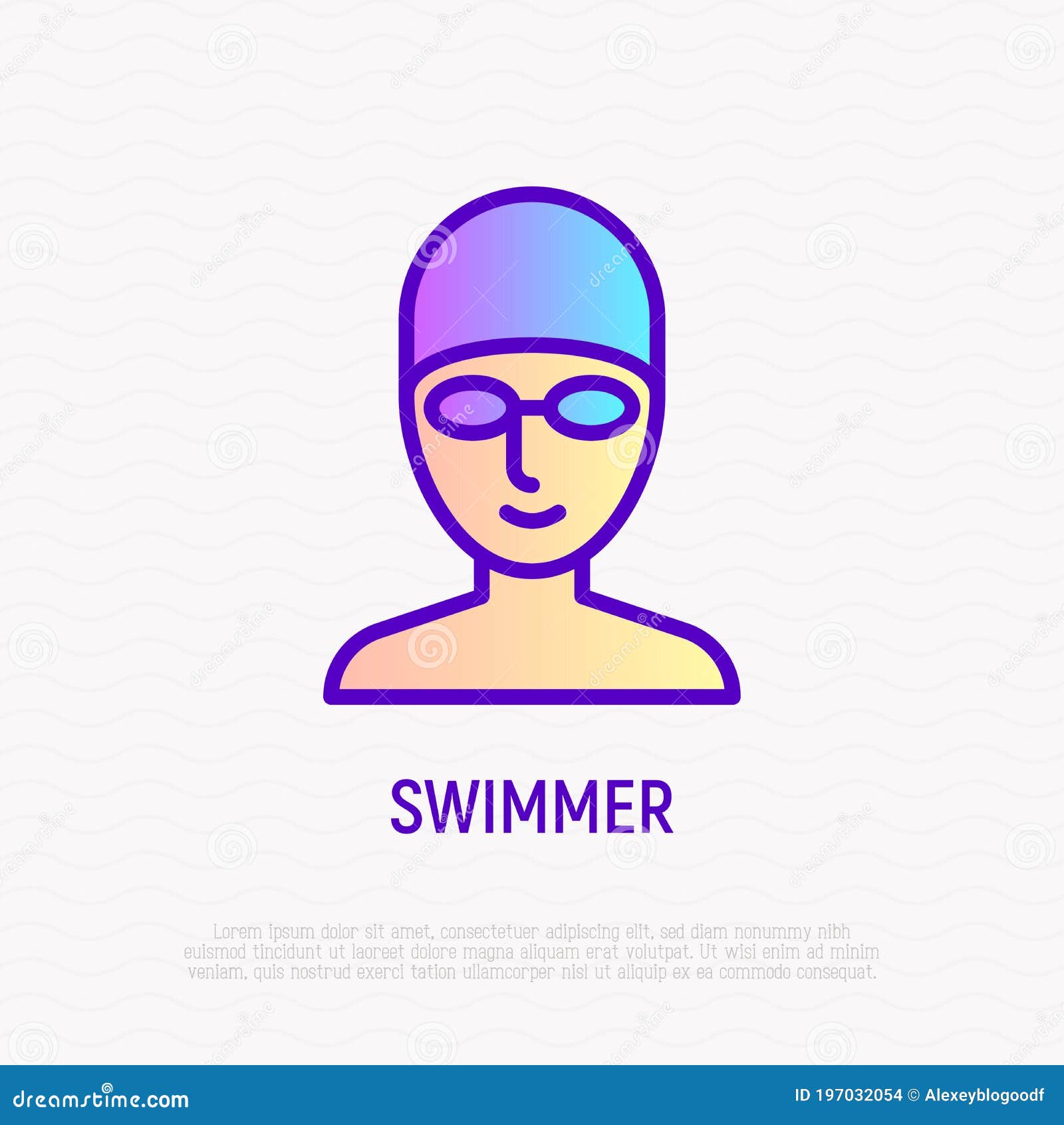 Face of Swimmer in Swimming Cap and Goggles. Thin Line Icon Stock ...