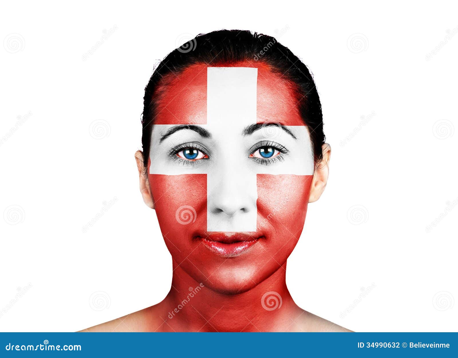 Face with the Swiss flag stock photo. Image of face, attractive - 34990632