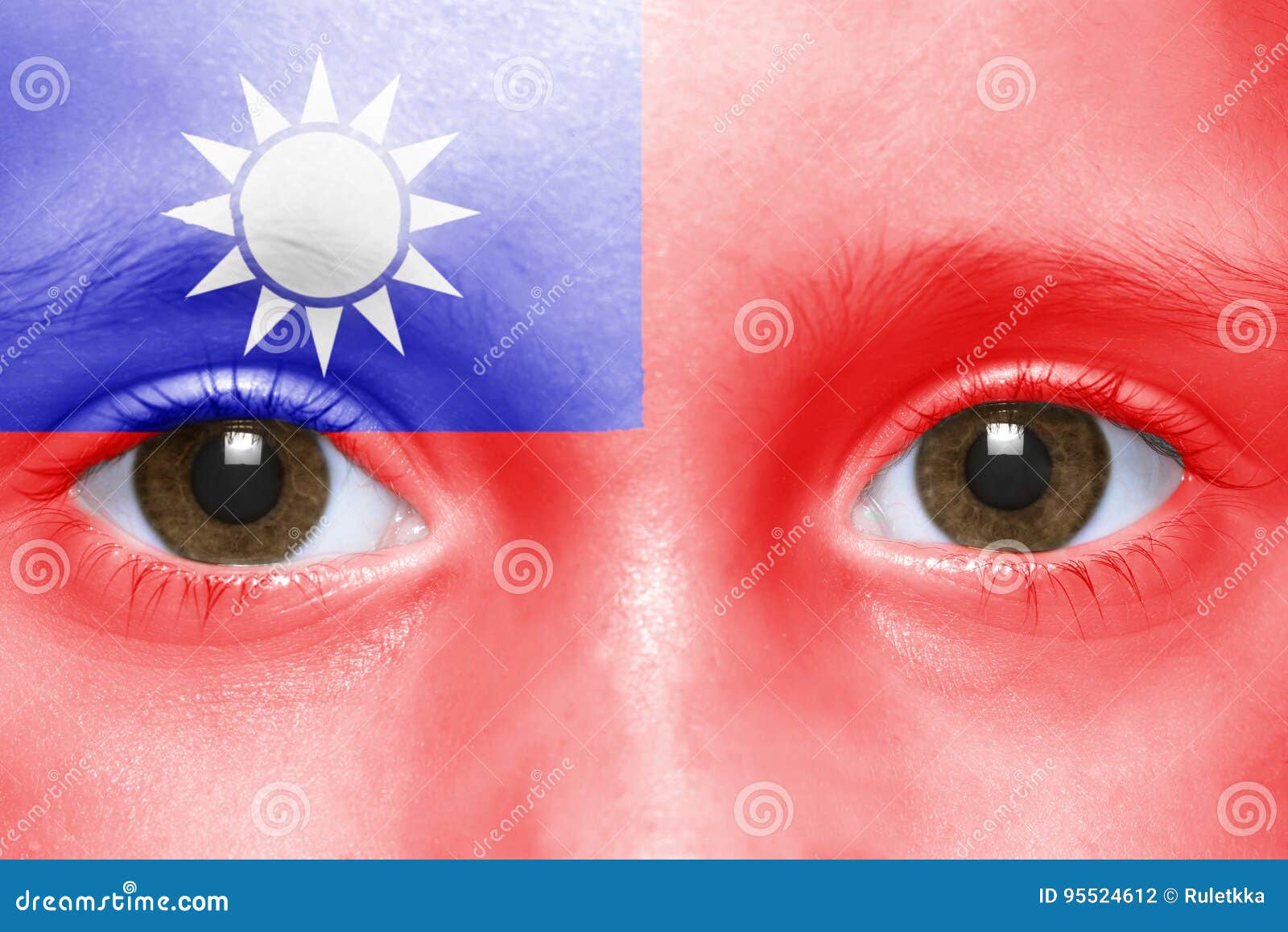 Face with taiwan flag stock photo. Image of national - 95524612