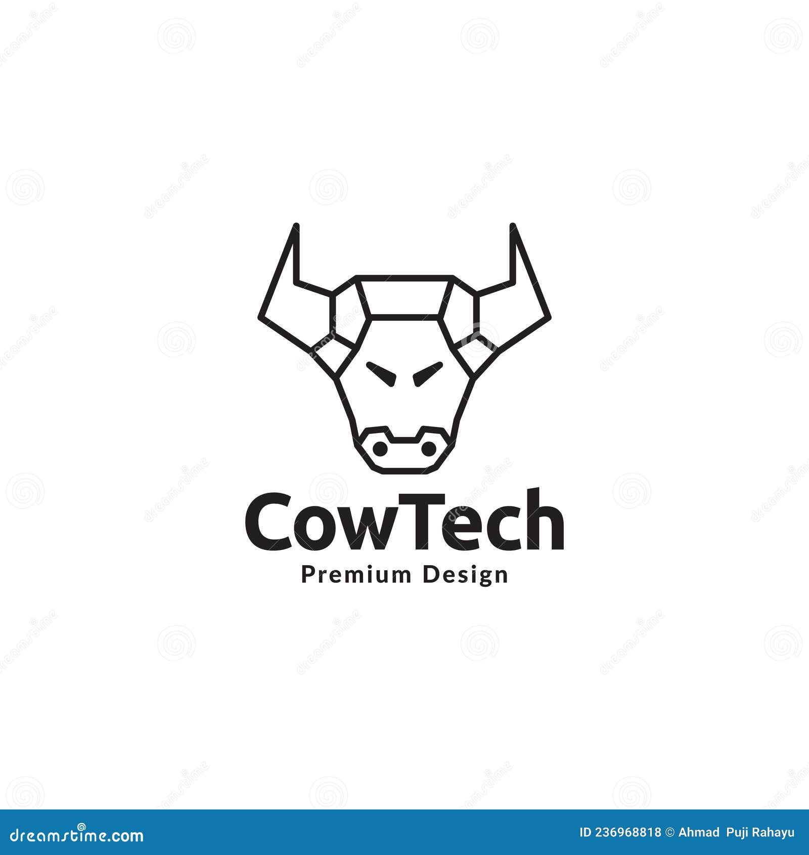 Face Tech Line Cow Logo Symbol Icon Vector Graphic Design Illustration ...
