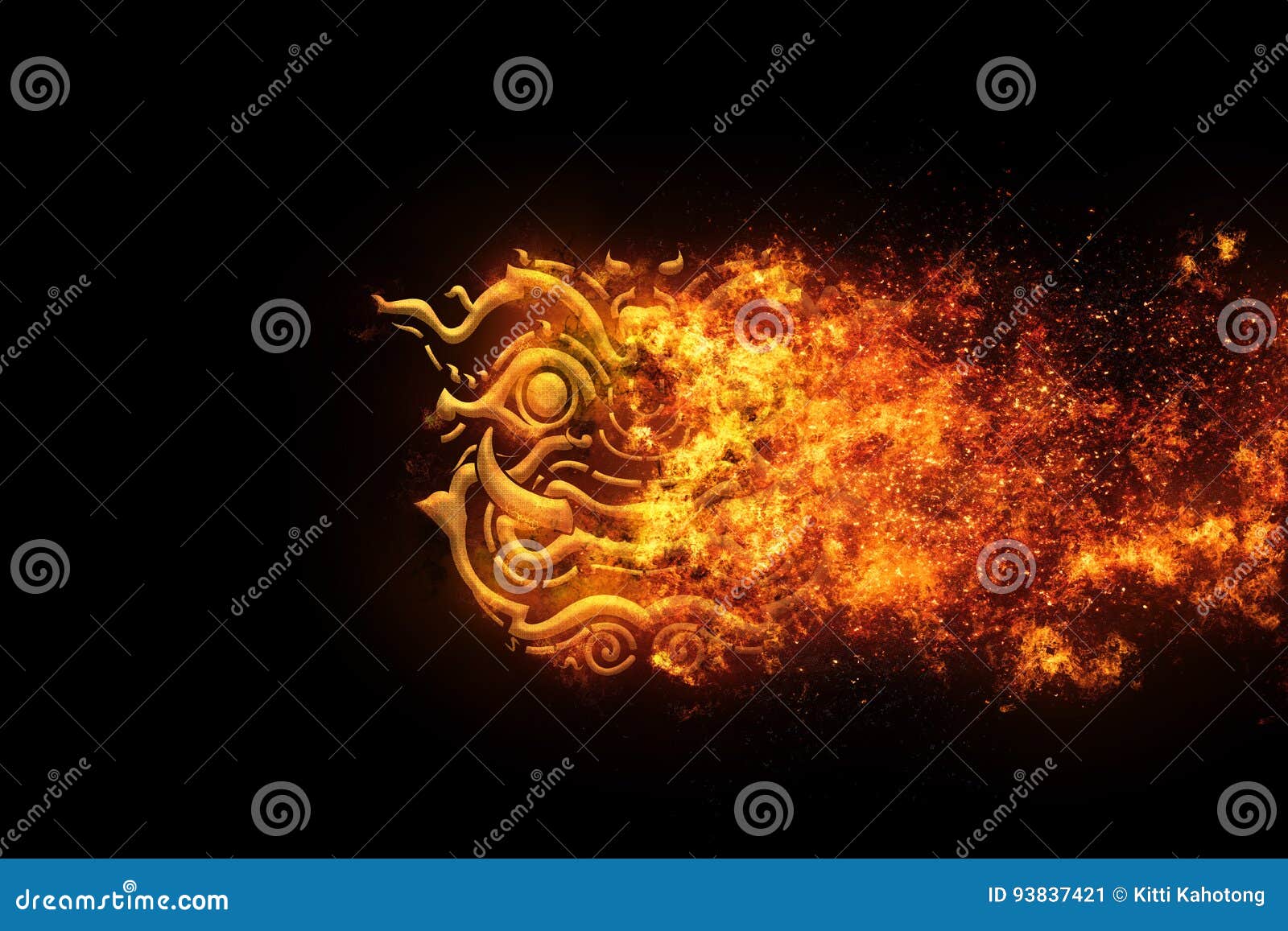 The Face of Thailand Giant , Flames Fire Effect Stock Illustration ...