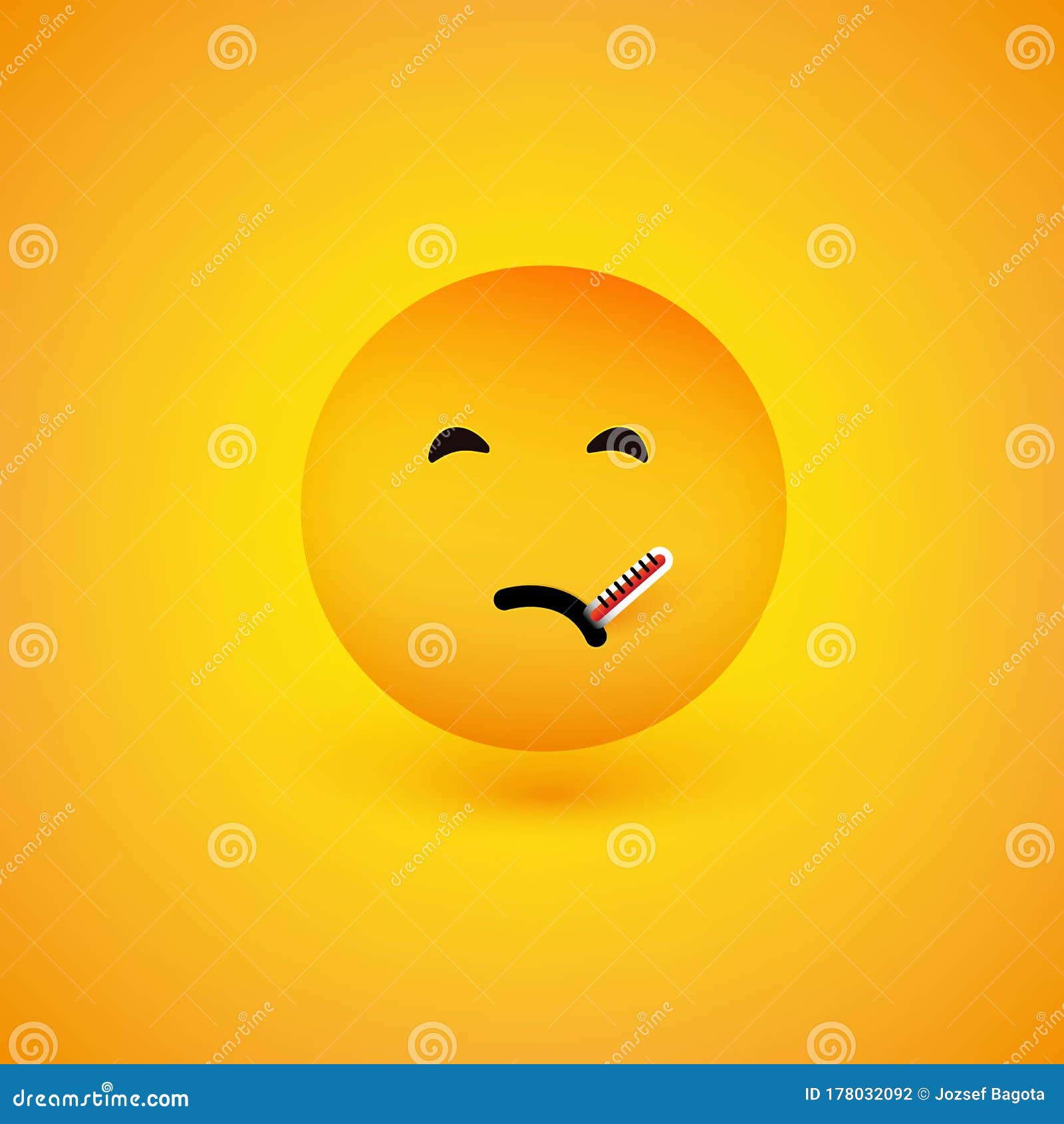 Face with Thermometer - Emoticon on Yellow Background Stock Vector ...