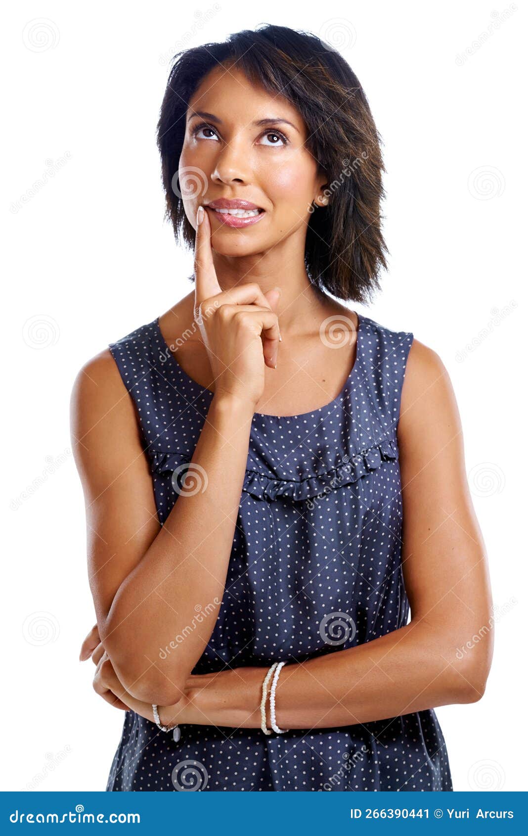 Face, Thinking and Decision of Woman in Studio Isolated on a White ...