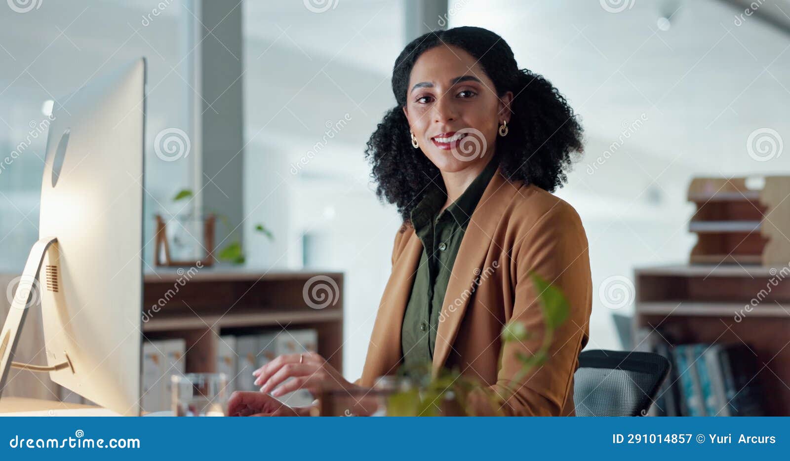 Face, Thinking and Woman with a Computer, Business and Typing with ...