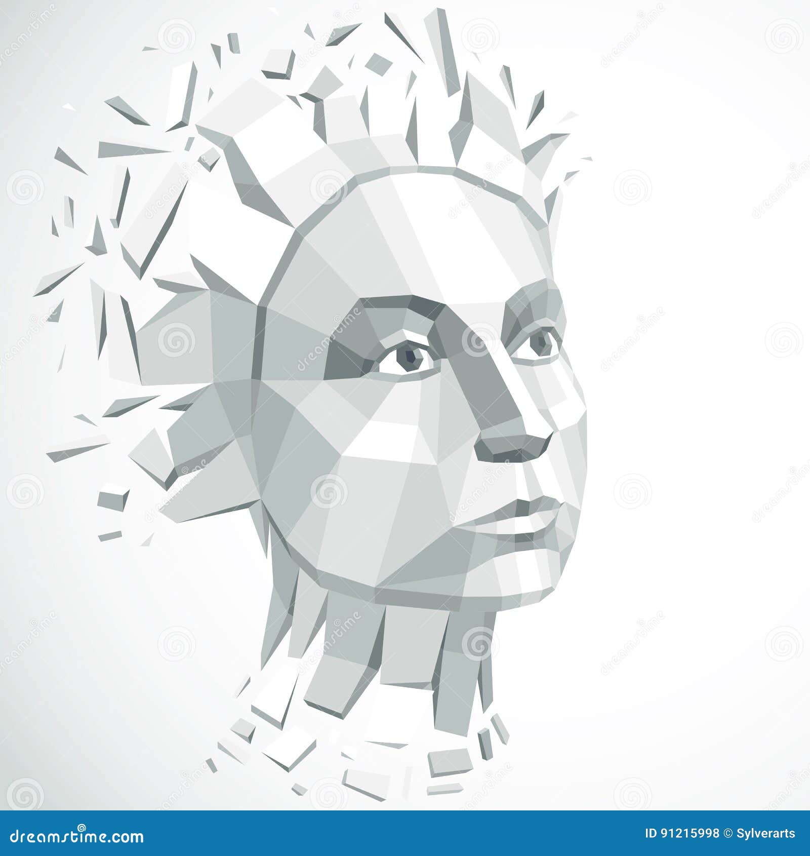 Face of a Thinking Woman Created in Low Poly Style, 3d Vector Gr Stock ...