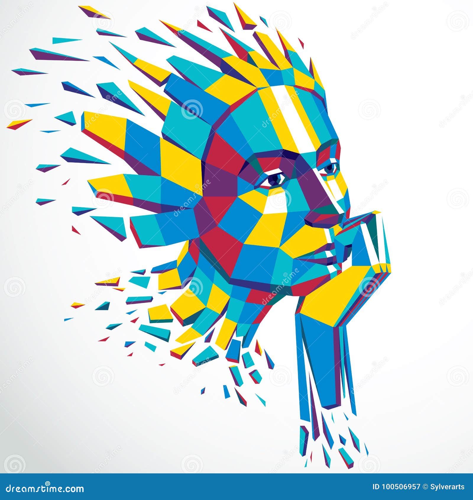 Face of a Thinking Woman Created in Low Poly Style, 3d Vector Human ...