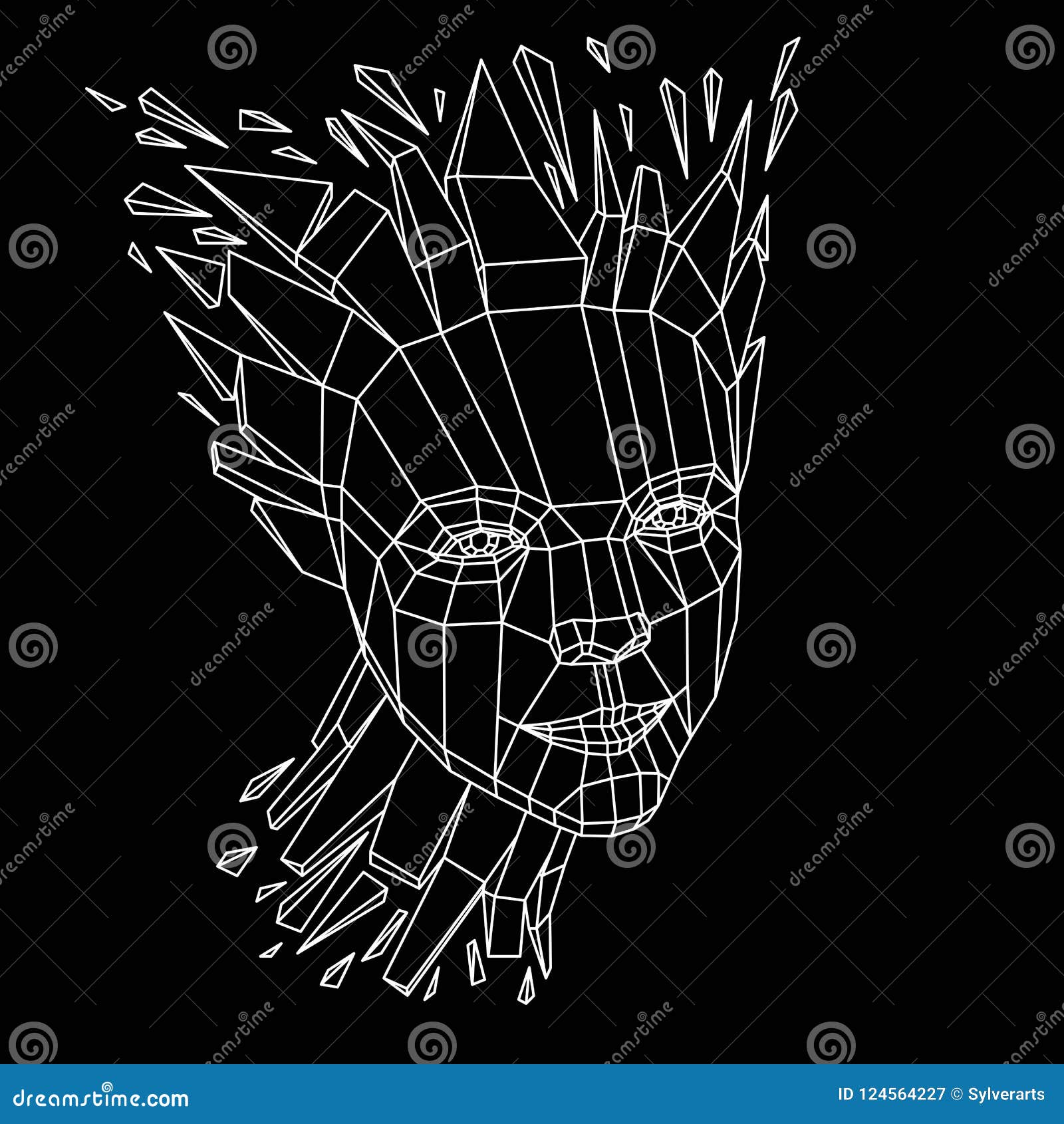 Face of a Thinking Woman Created in Low Poly Style, 3d Vector Human ...