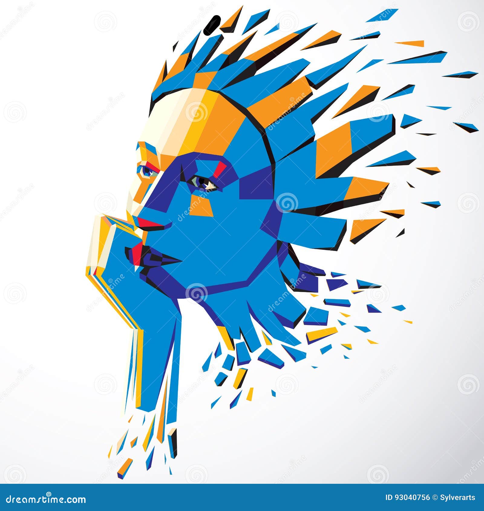 Face of a Thinking Woman Created in Low Poly Style, 3d Vector Human ...