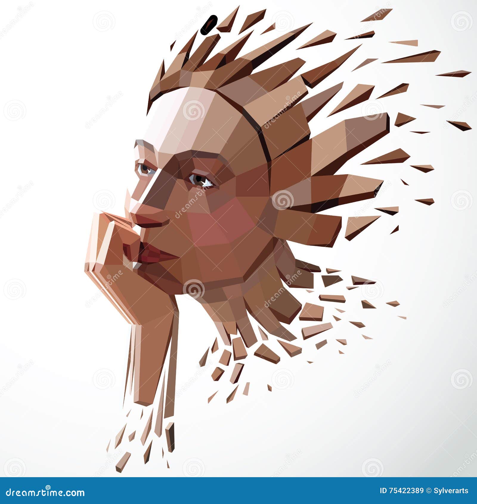 Face Low Poly Art Illustration. Concept Of Face Detection By Scanning ...