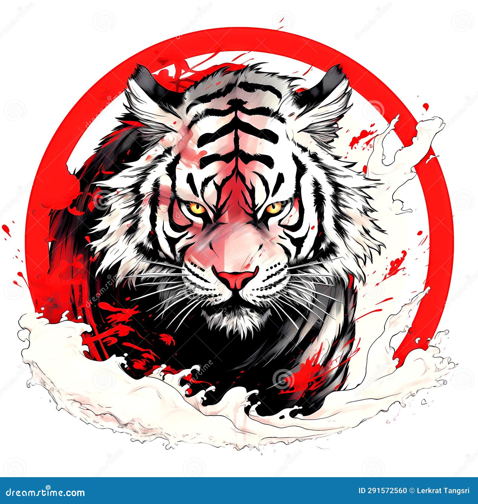 Face of Tiger in Red Circle Stock Illustration - Illustration of font ...