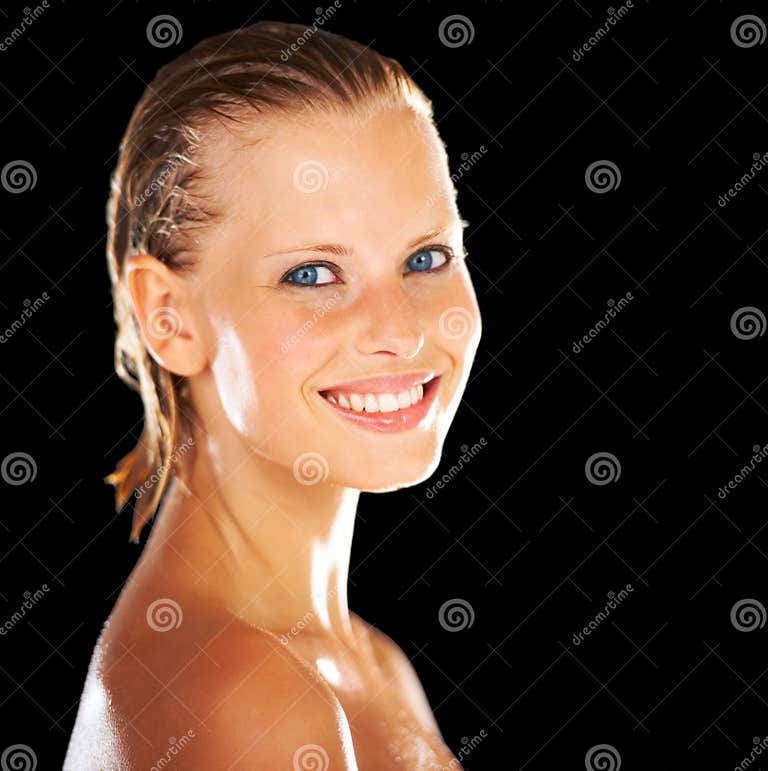 Face To Compliment Your Advert Happy Young Woman After Her Shower With A Big Smile On Her Face