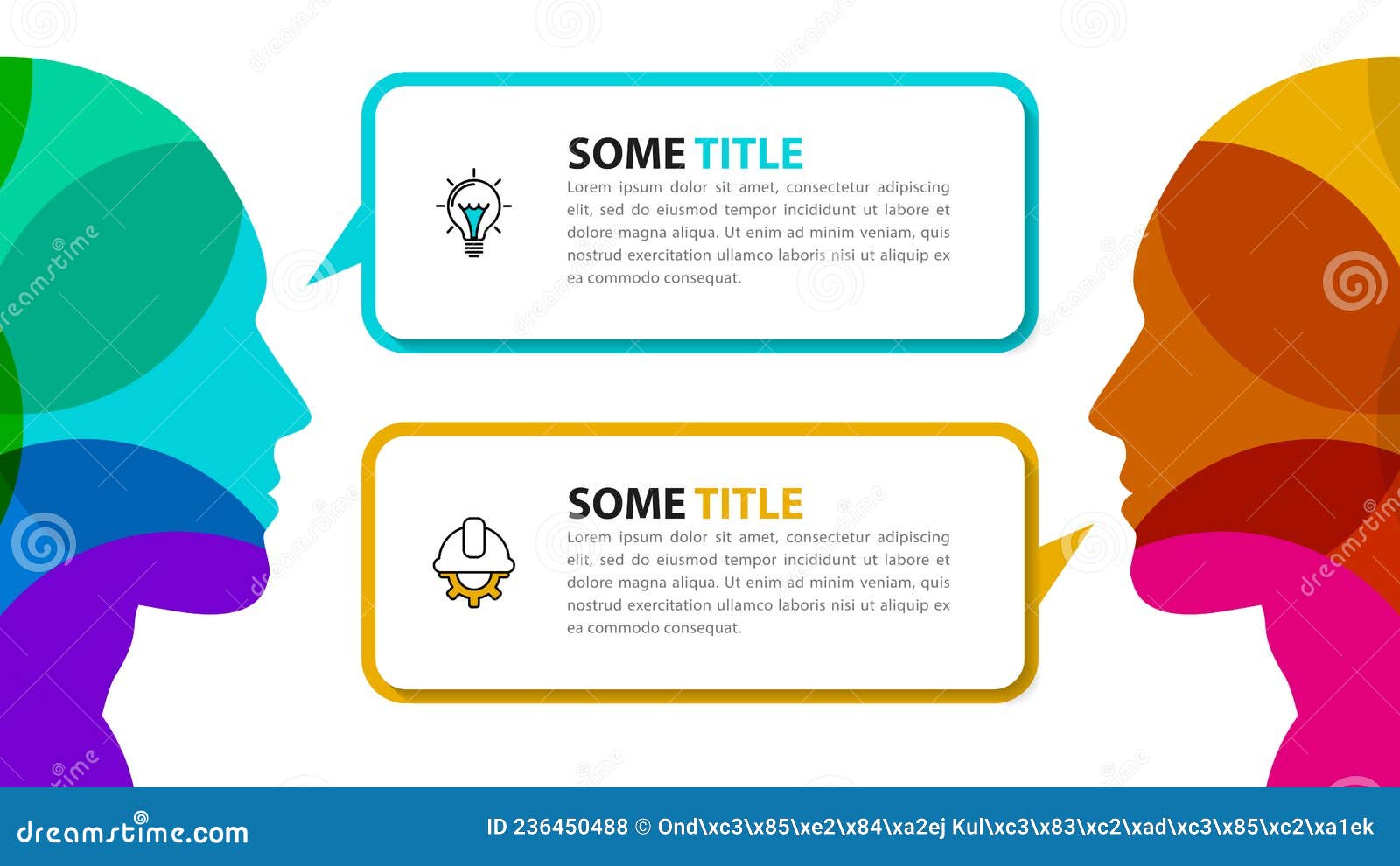 Face To Face. Two Creative Minds Talking. Infographic Template Stock ...