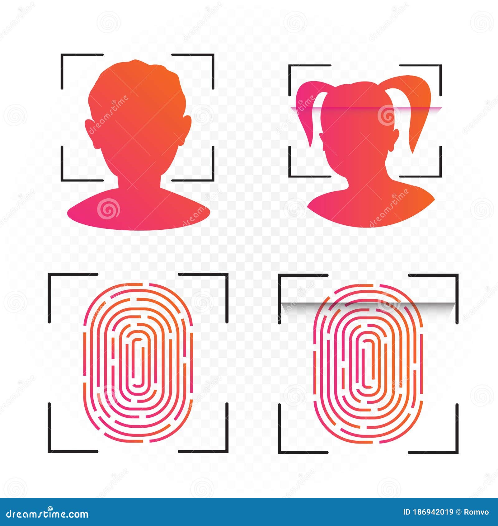 Face and touch id sign set stock vector. Illustration of modern - 186942019