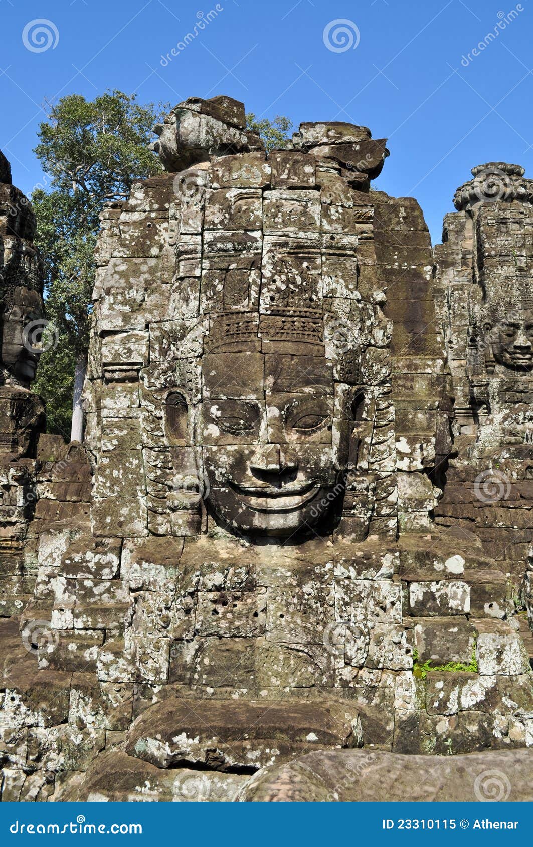 Face-tower at Bayon Temple in Angkor Thom Stock Image - Image of ...